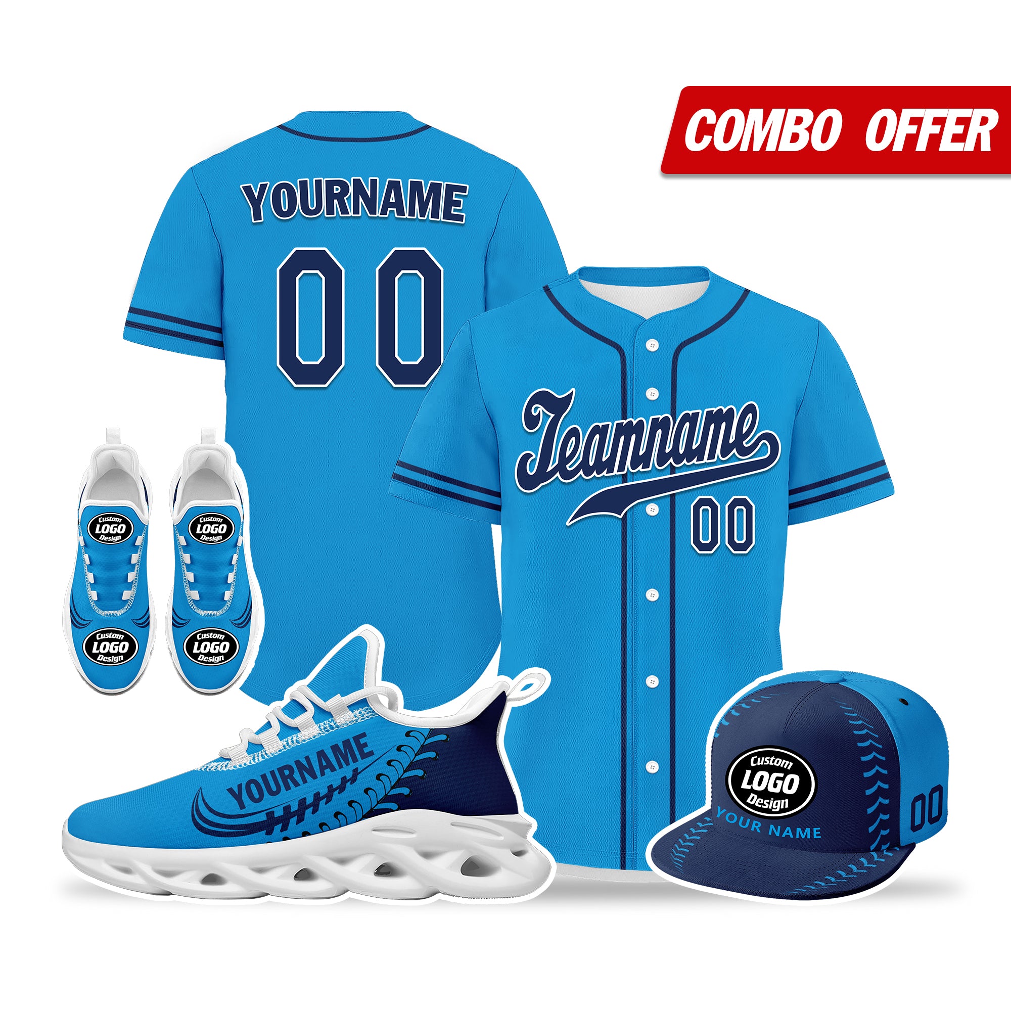 Coolcustomize Custom Blue Jersey MaxSoul Shoes and Hat Combo Offer Personalized – CoolCustomJerseys